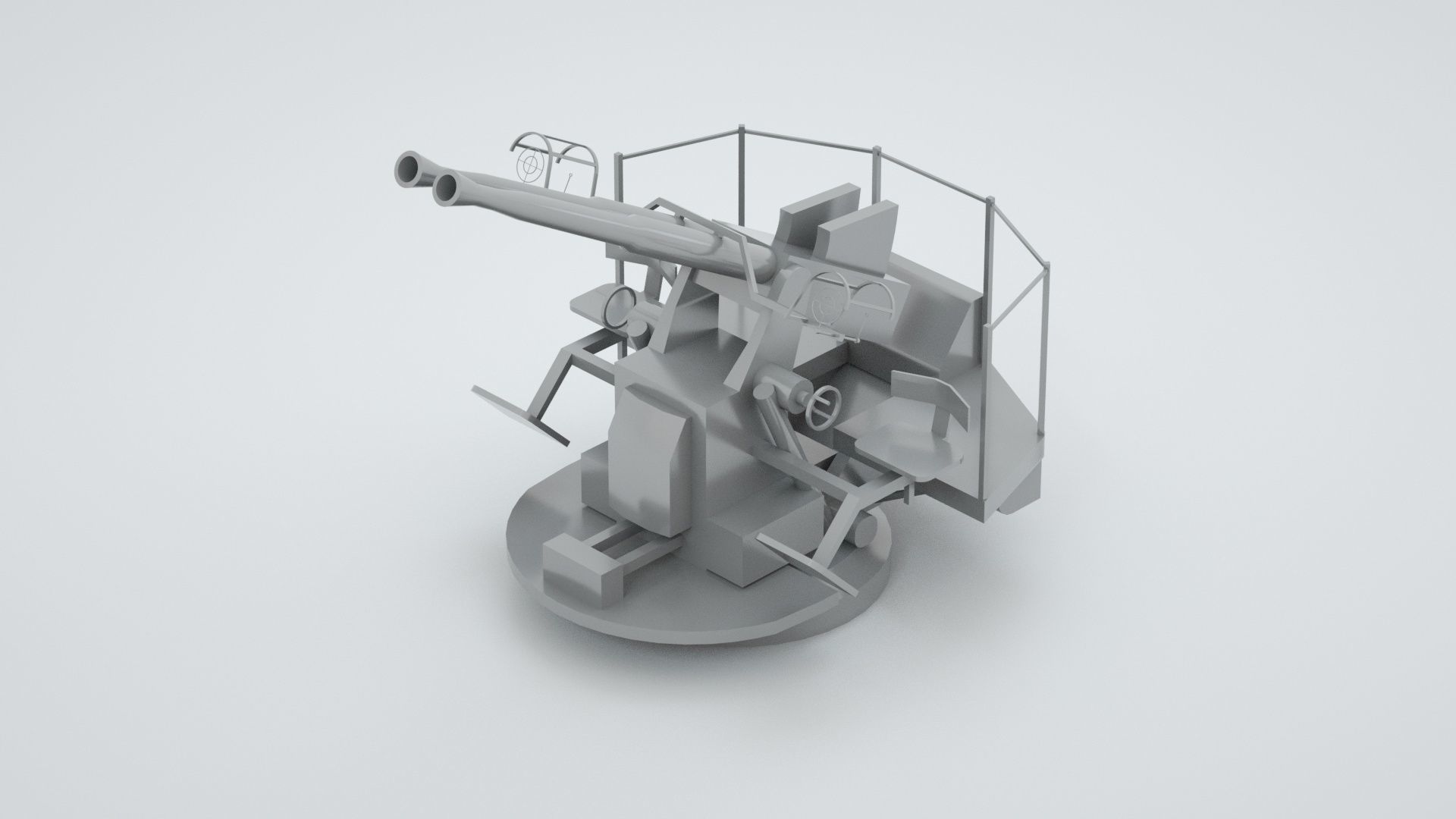 40mm Bofors Twin Anti-aircraft gun Mk1 3D model rigged | CGTrader