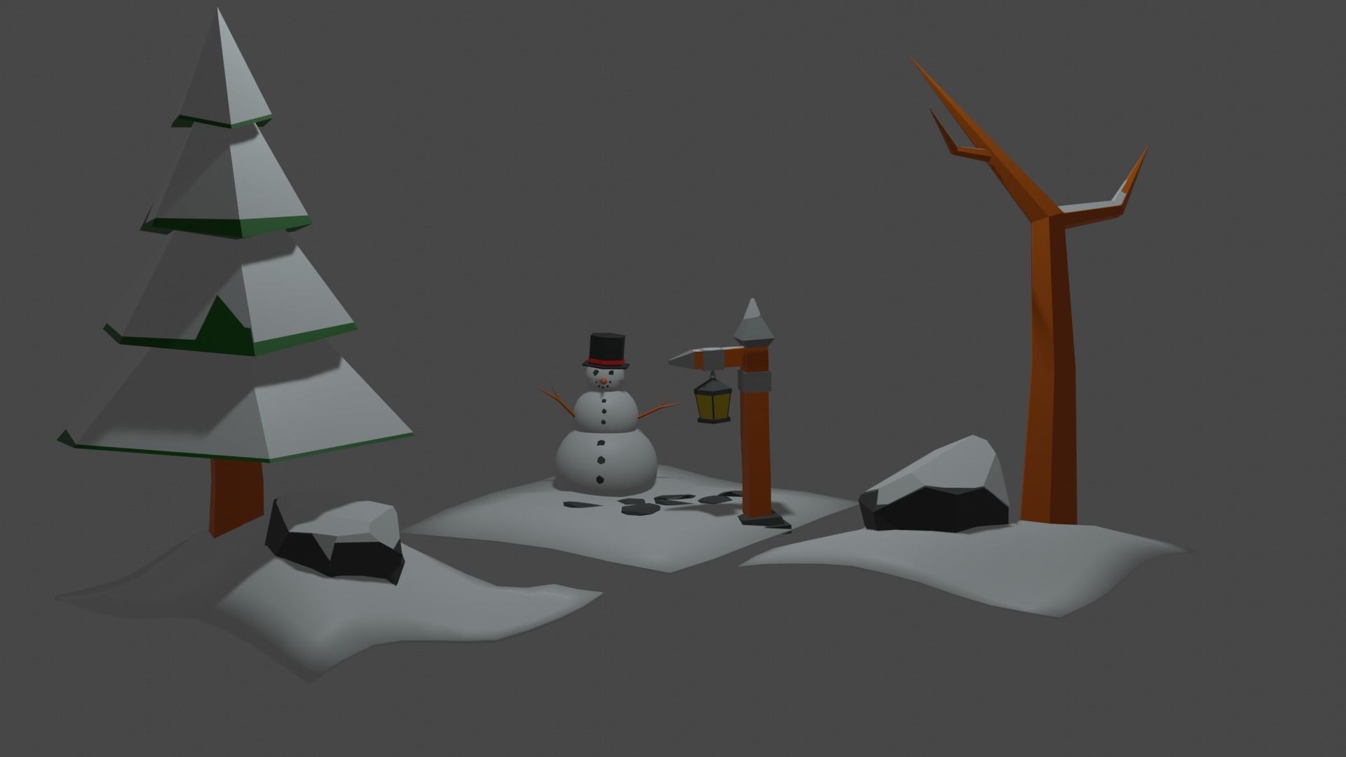 3D model Low poly winter asset pack VR / AR / low-poly | CGTrader