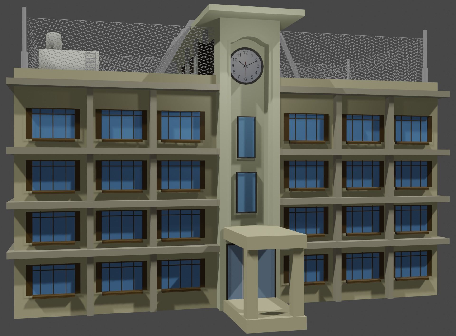 anime school building outside view free 3D model | CGTrader