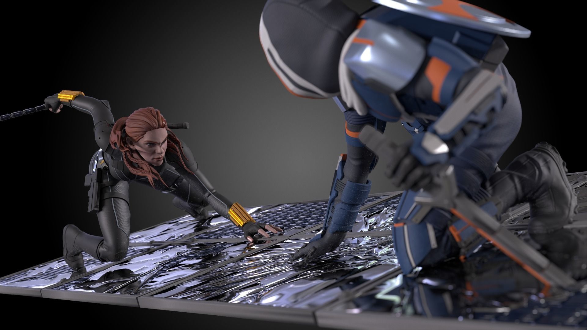 Black Widow vs Taskmaster Diorama 3D model 3D printable | CGTrader
