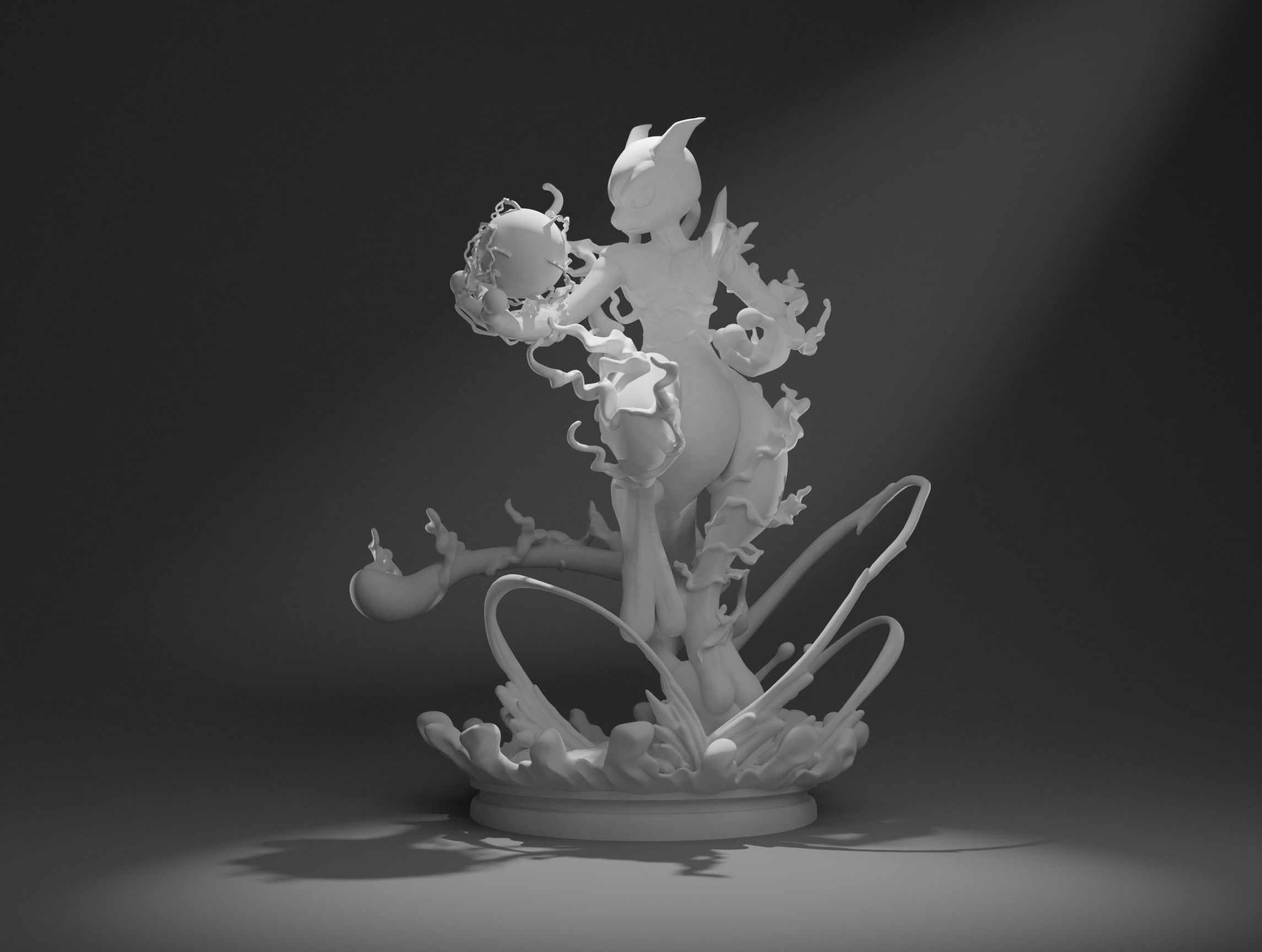 MEWTWO WITH SHADOWBALL-3D printable pokemon with cuts and whole 3D ...