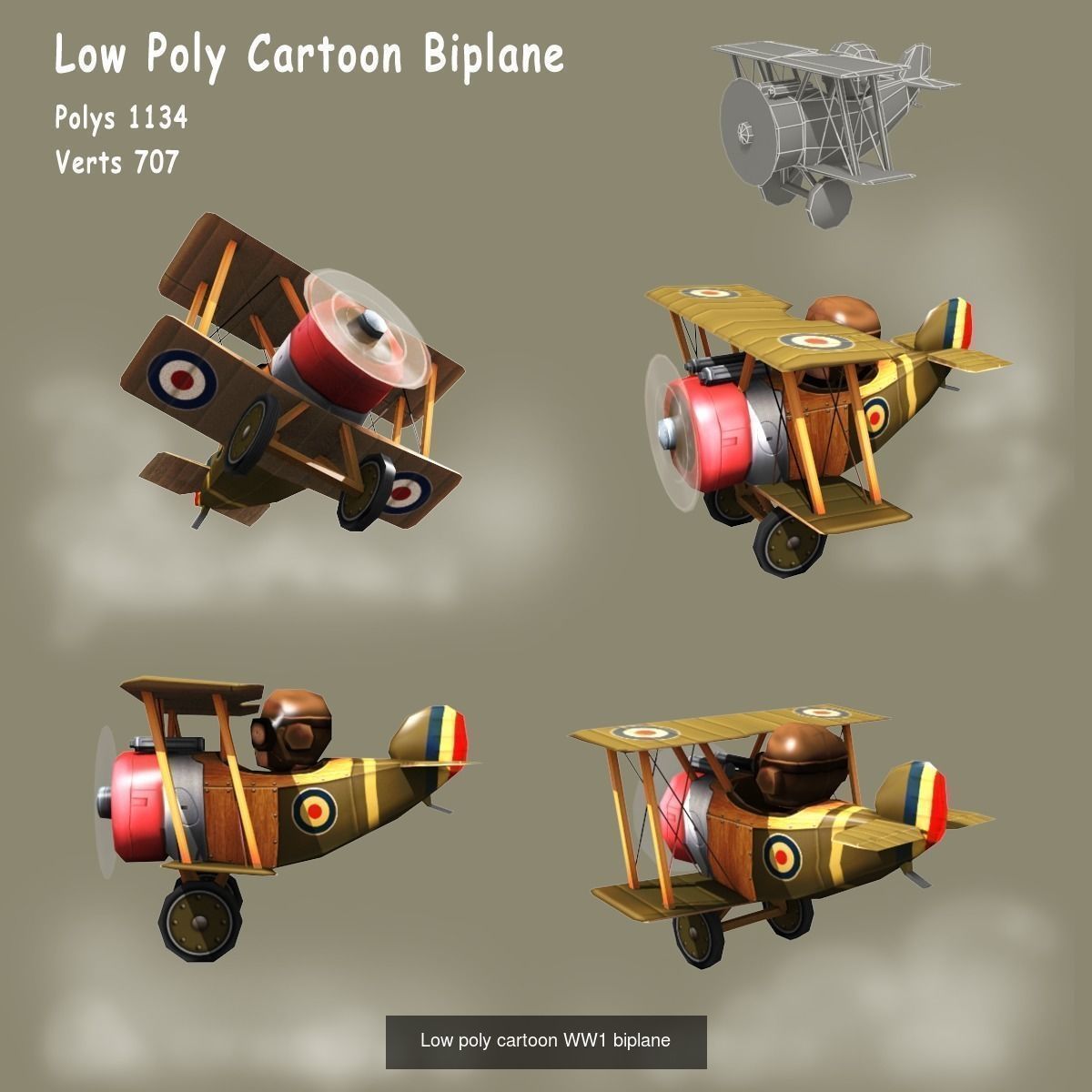 Low Poly WW1 Cartoon Planes 3D Model Collection | CGTrader