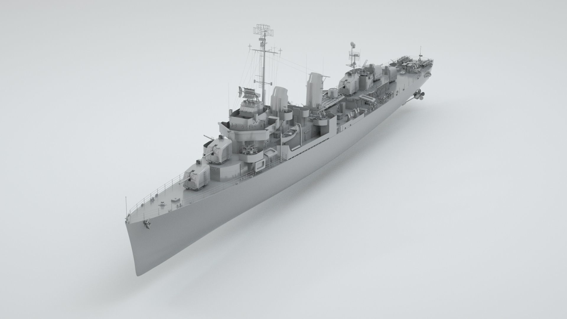 USS Kidd Destroyer DD-661 3D model rigged | CGTrader