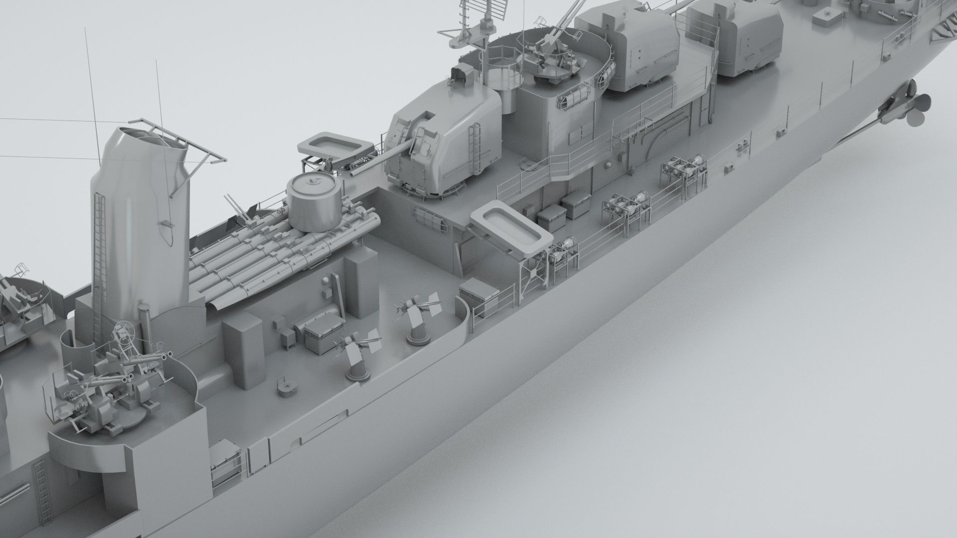 USS Kidd Destroyer DD-661 3D model rigged | CGTrader