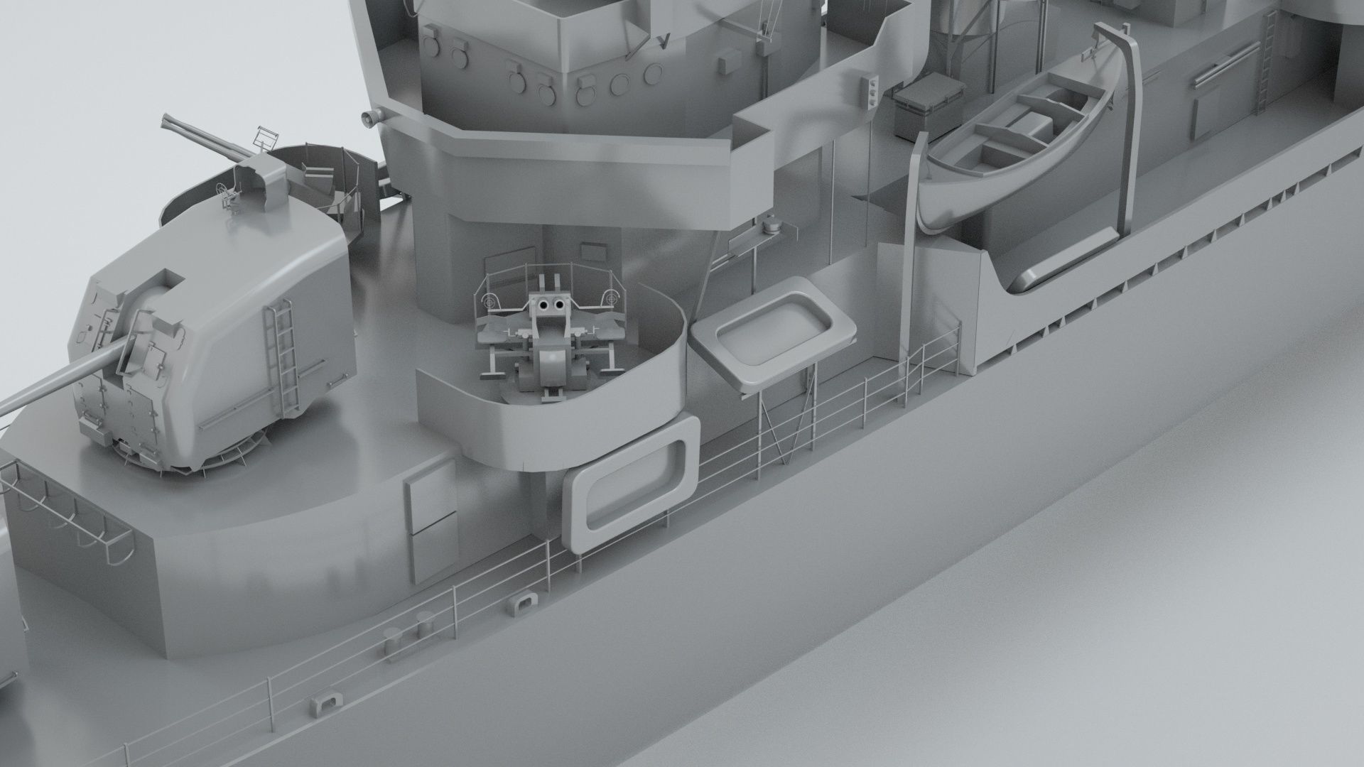 USS Kidd Destroyer DD-661 3D model rigged | CGTrader