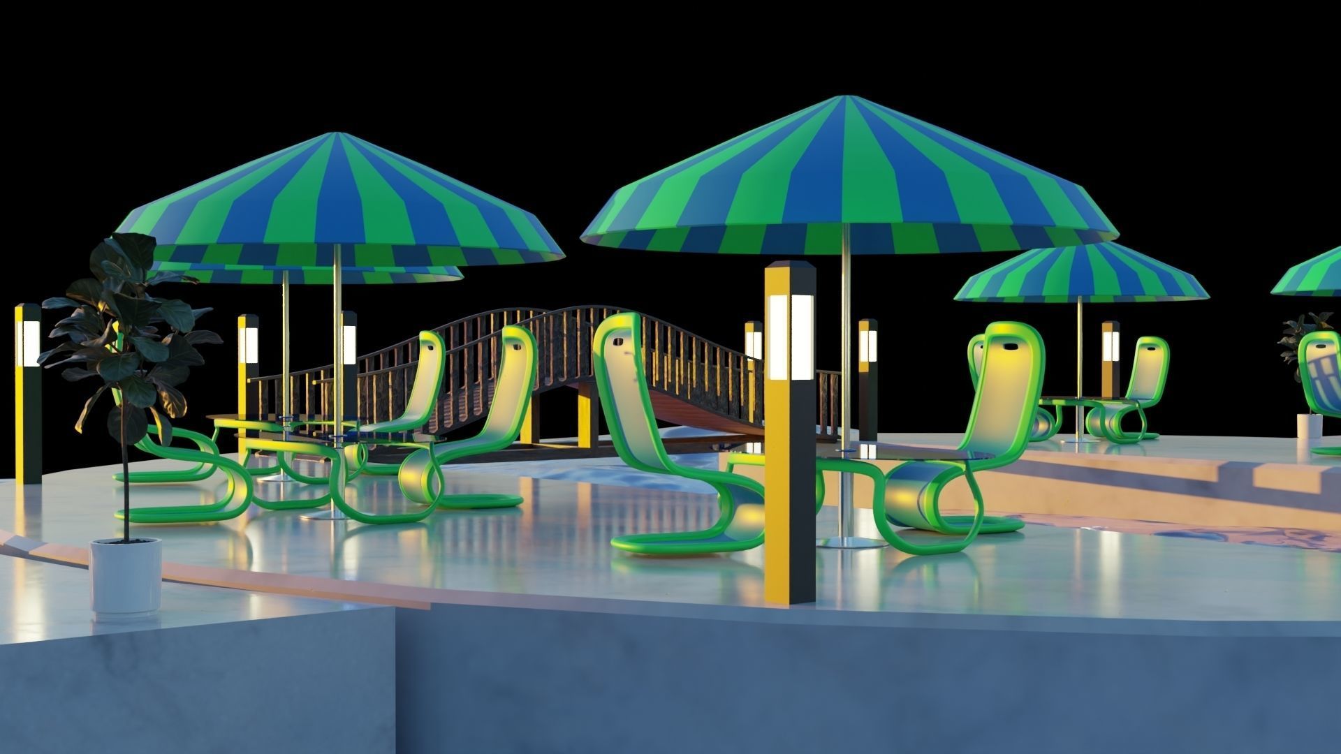 Exterior Beach Resort Scene File 3D model free 3D model | CGTrader