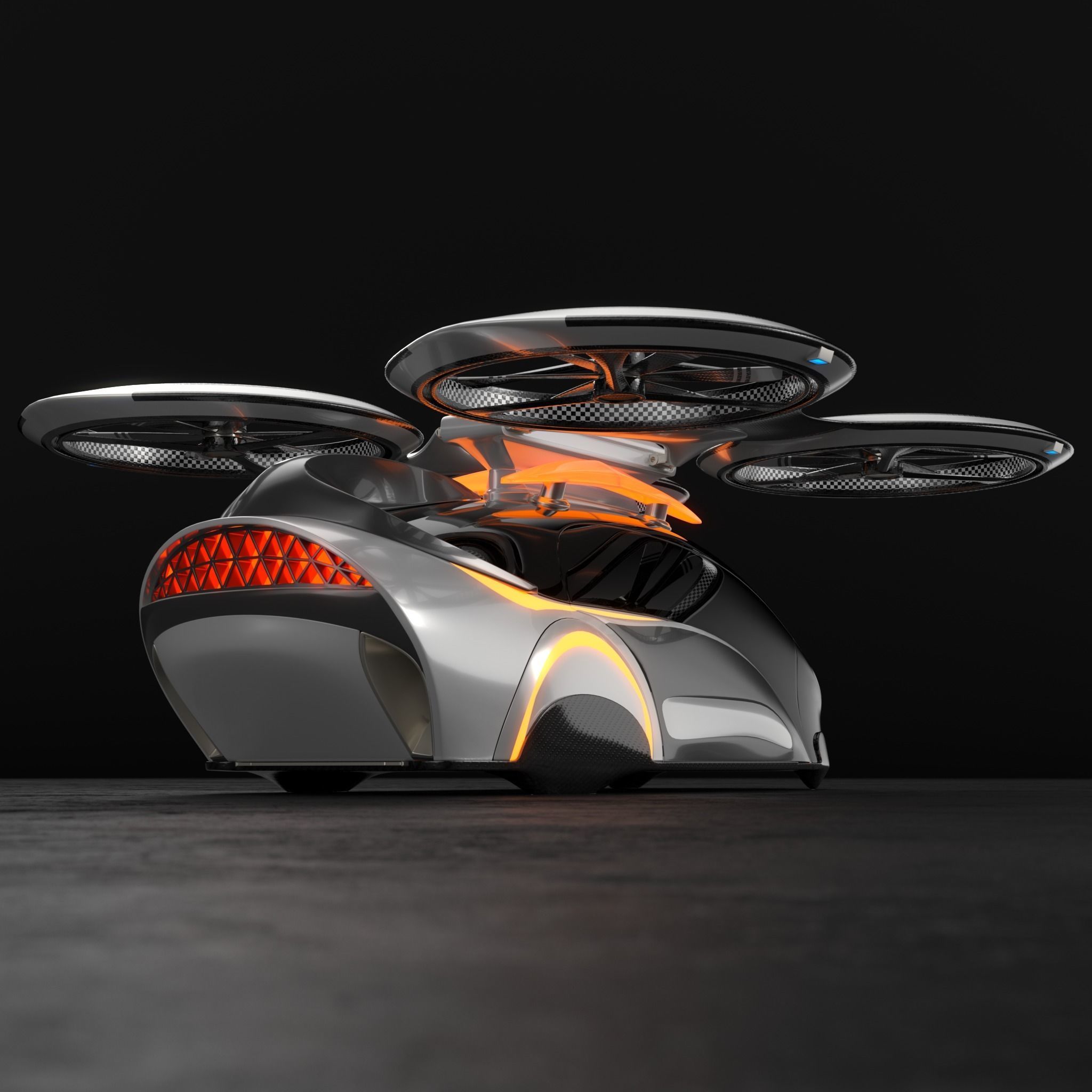 Flying autonomous passenger drone concept 3D model | CGTrader