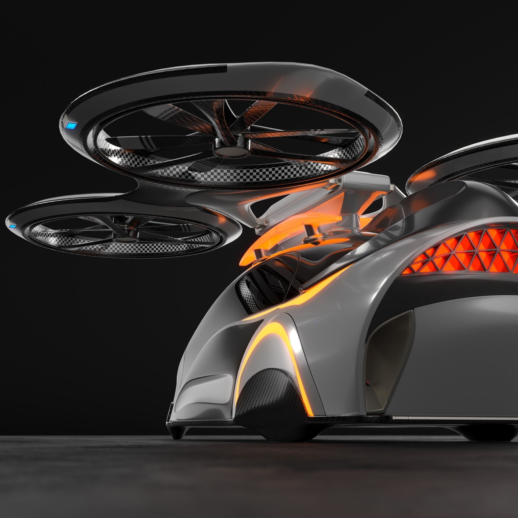 Flying autonomous passenger drone concept 3D model | CGTrader