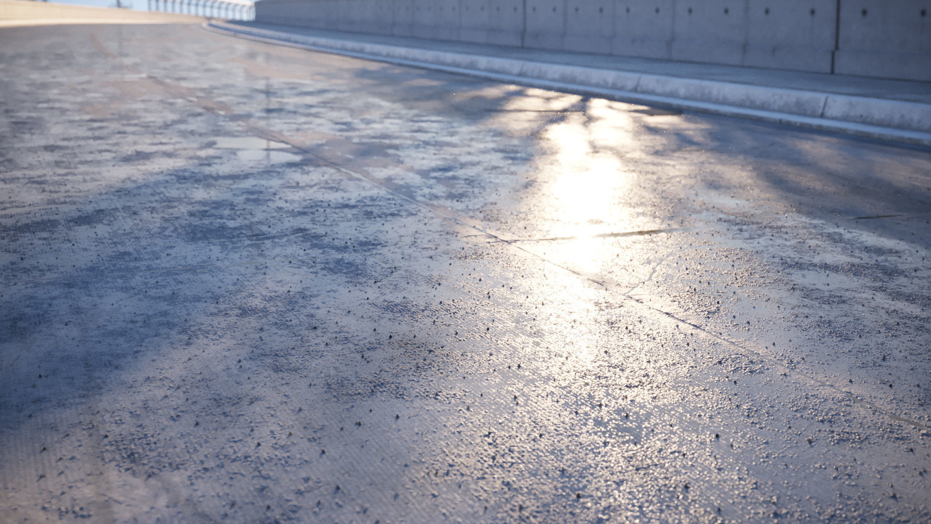 Damaged wet concrete road texture 3D model | CGTrader