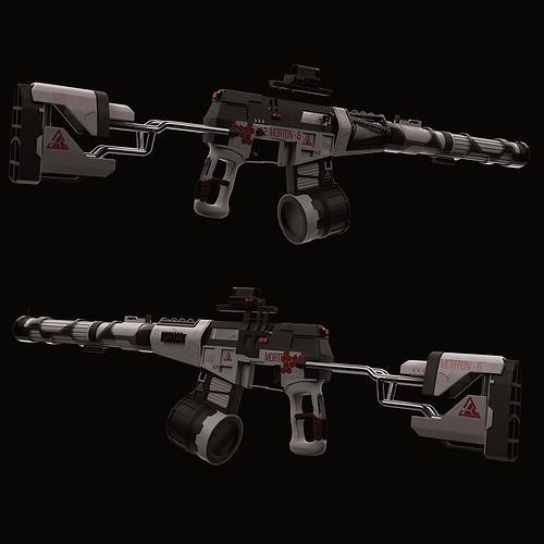 3D model Cyberpunk SciFi Assault Rifle for games VR / AR / low-poly ...