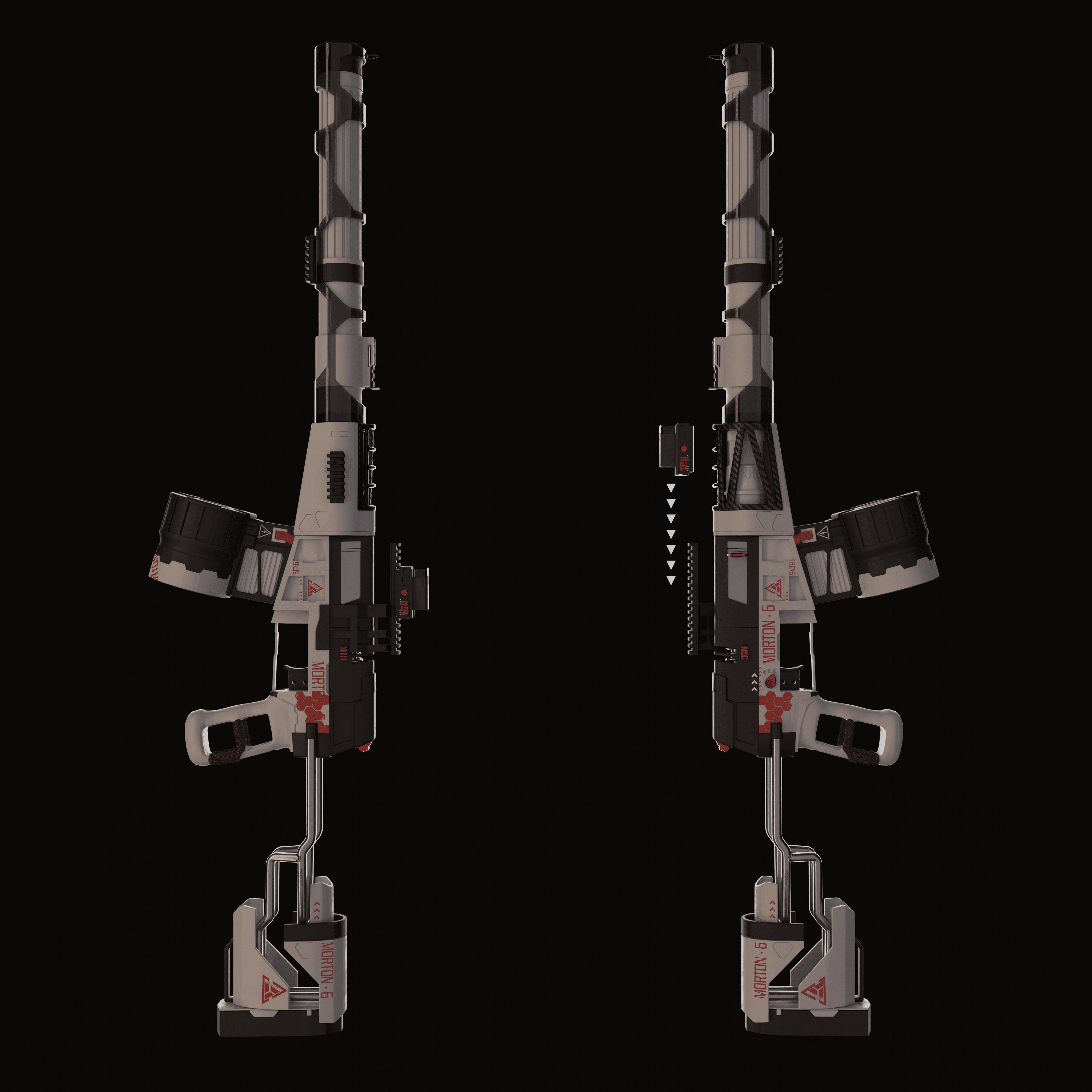 3D model Cyberpunk SciFi Assault Rifle for games VR / AR / low-poly ...