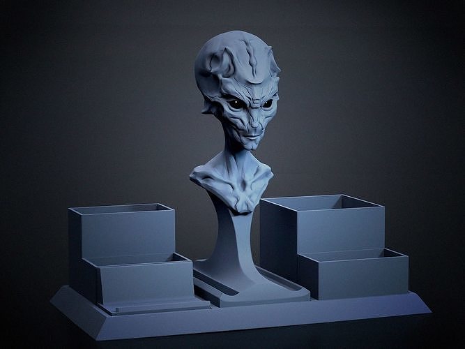 ALIEN BUST BANK MODULAR ORGANIZER 3D model 3D printable | CGTrader