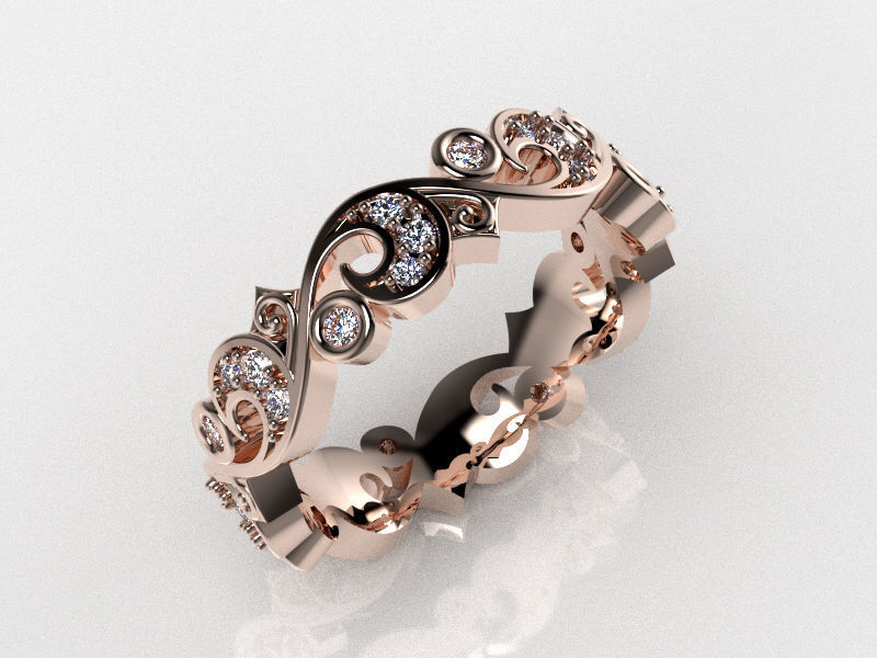 The wedding ring scroll work design free 3D model 3D printable | CGTrader