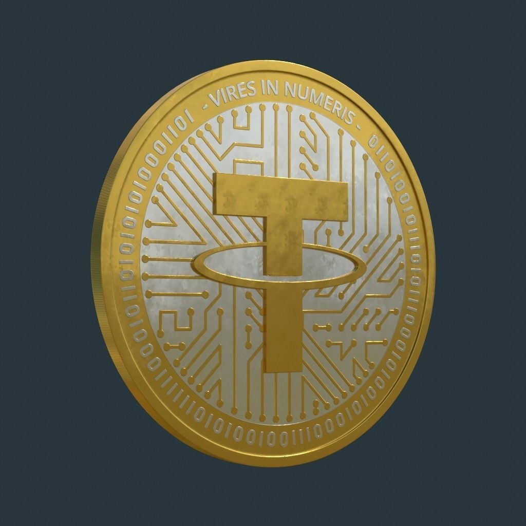 Tether USDT - Cryptocurrency Coin 3D model | CGTrader