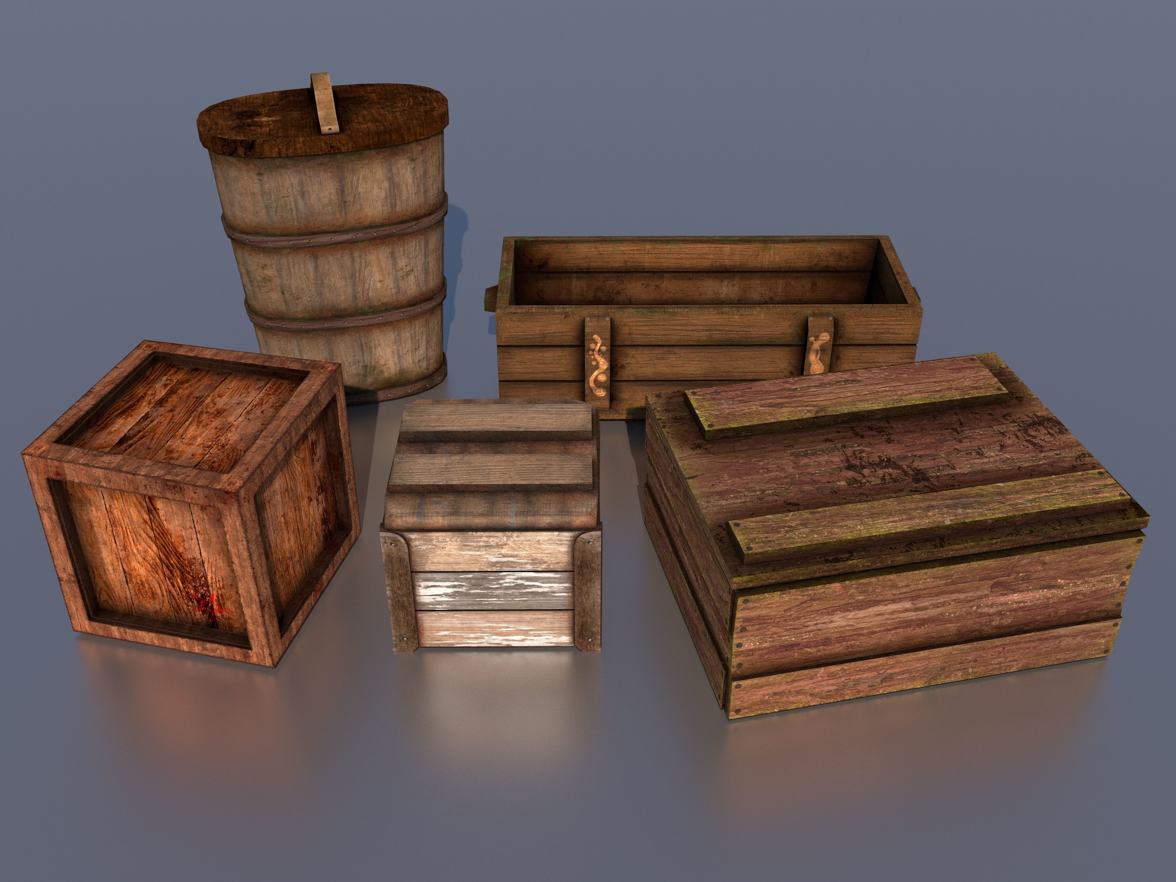 3D model C2 - Medieval Crates pack 1 VR / AR / low-poly | CGTrader