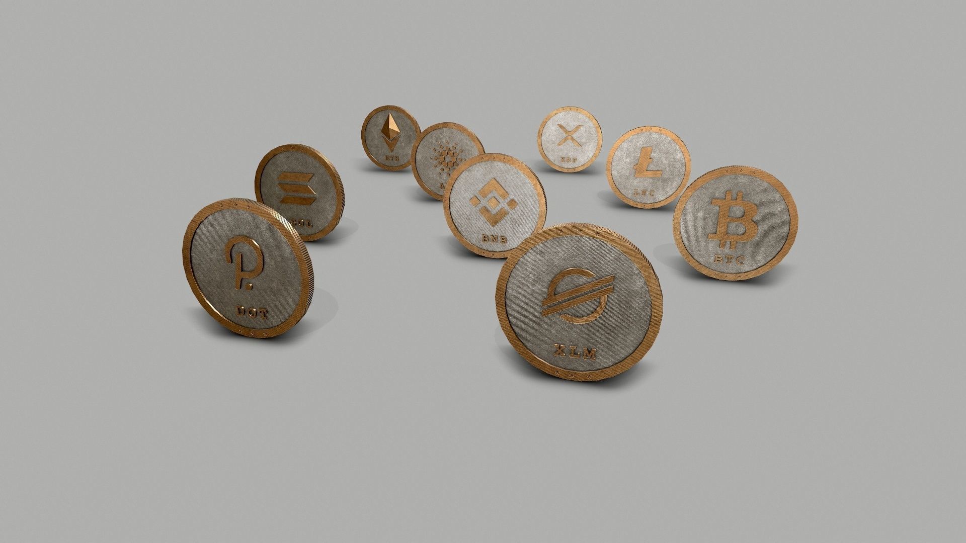 3D model Crypto Coins Set PBR VR / AR / low-poly | CGTrader