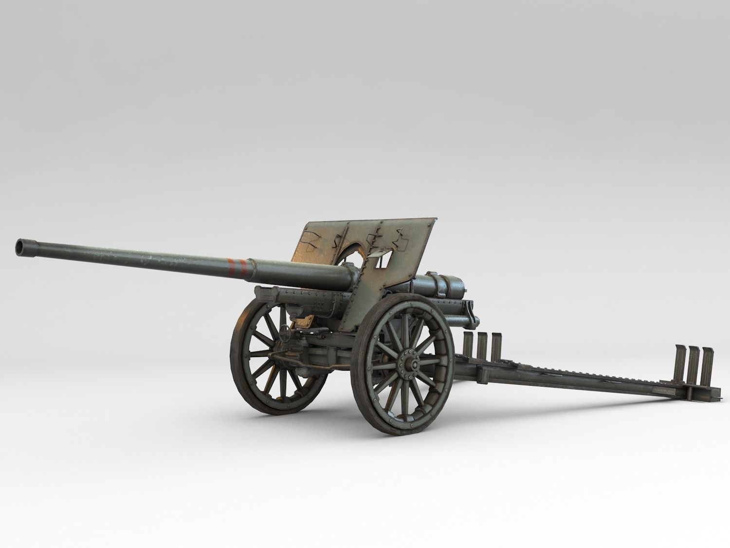 3D model Low Poly Type 92 10 cm cannon VR / AR / low-poly | CGTrader