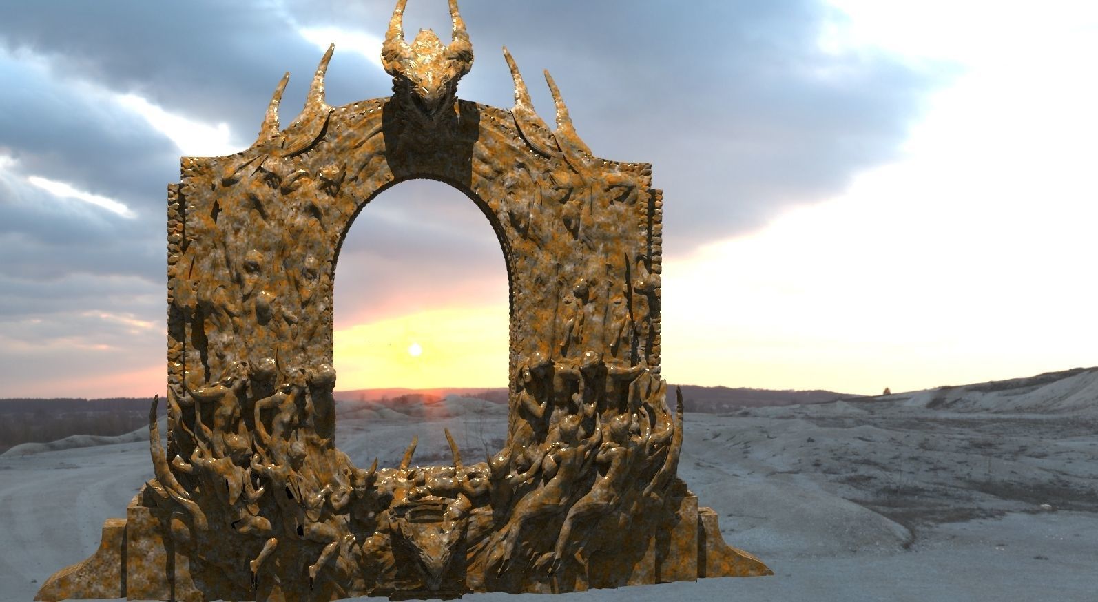 Gates of Hell Statue 3D model | CGTrader
