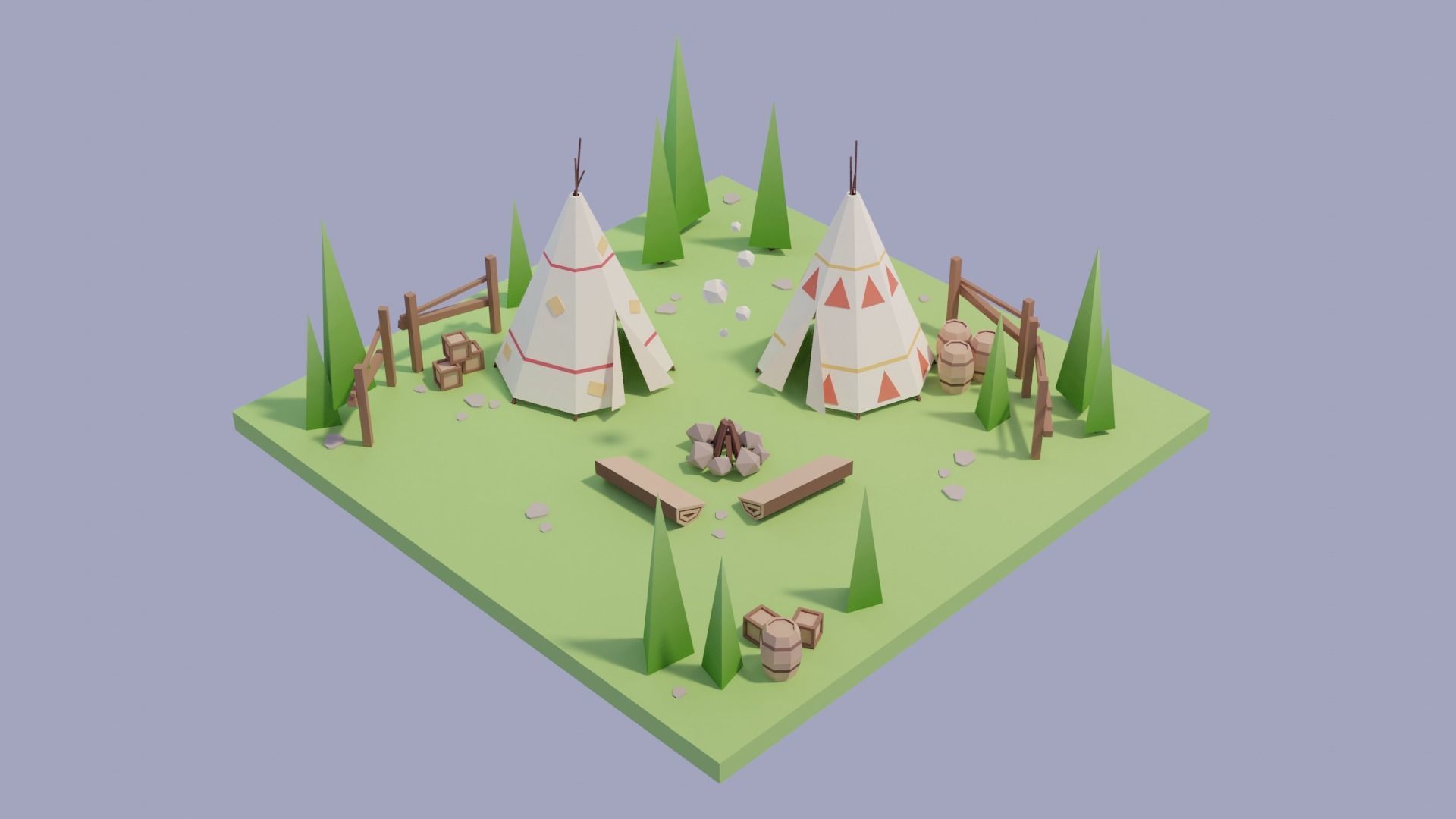 3D model Isometric Traditional Indian Teepee VR / AR / low-poly | CGTrader