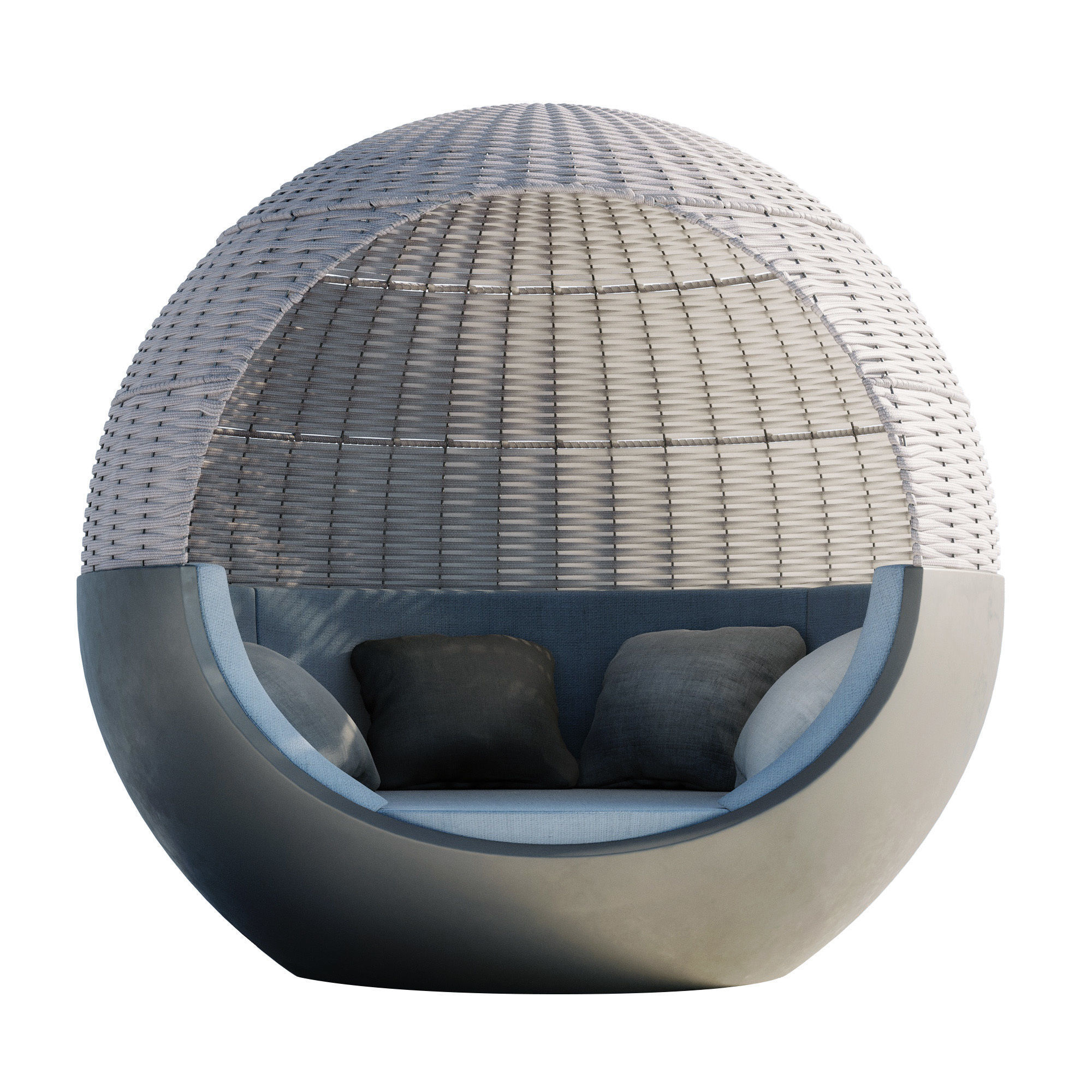 Vondom ULM Moon Daybed with Woven Rope Parasol 3D model | CGTrader