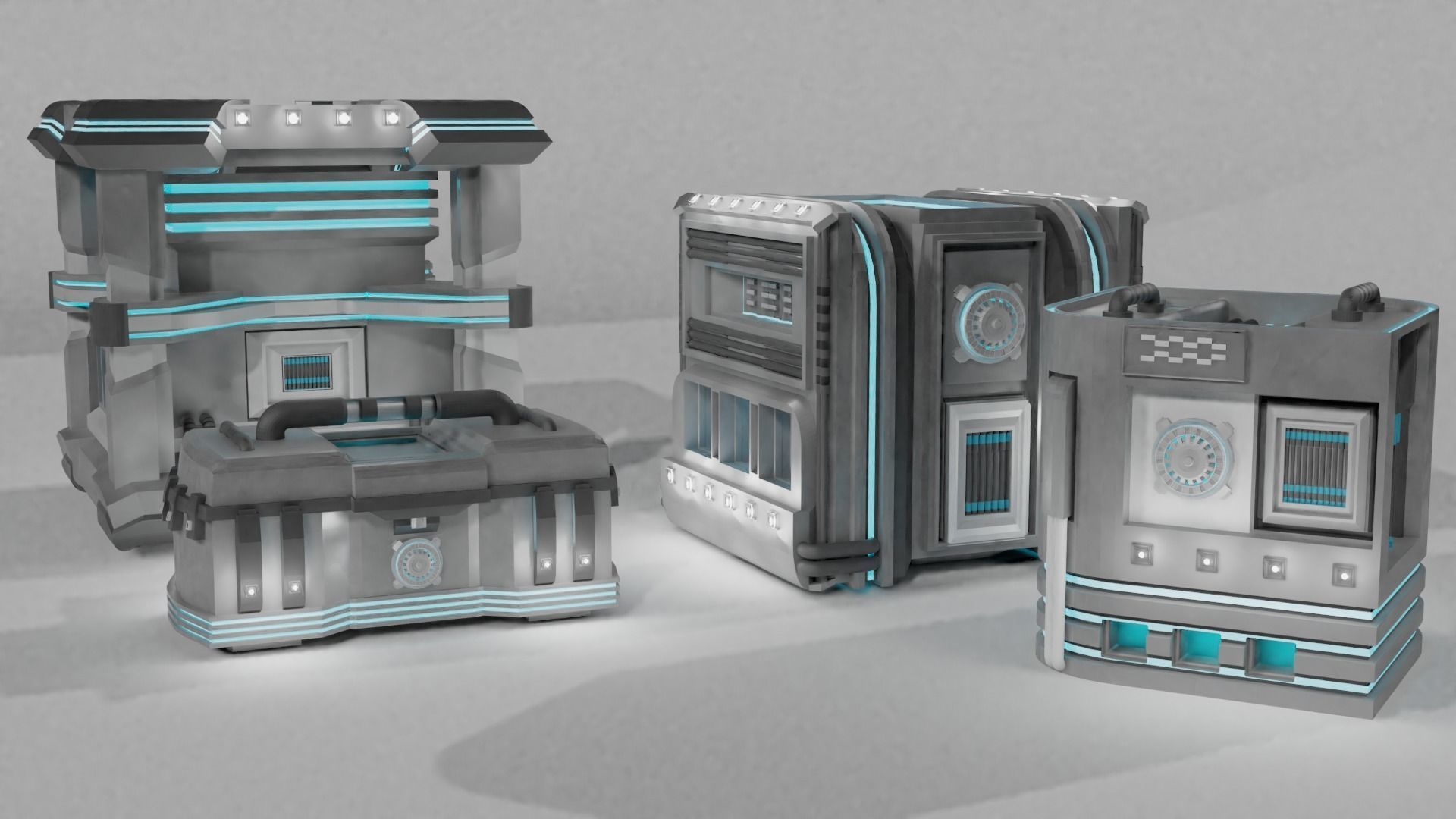 Futuristic Crate Set 3D model | CGTrader