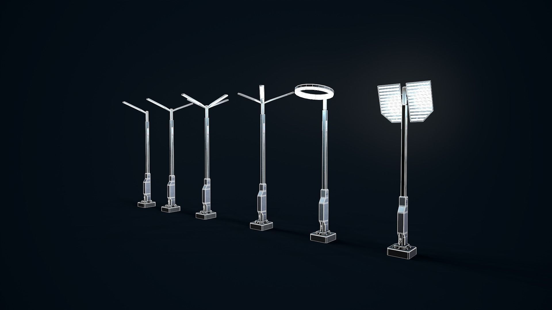 3D Model Collection Sci Fi Street Light Pack VR / AR / low-poly | CGTrader