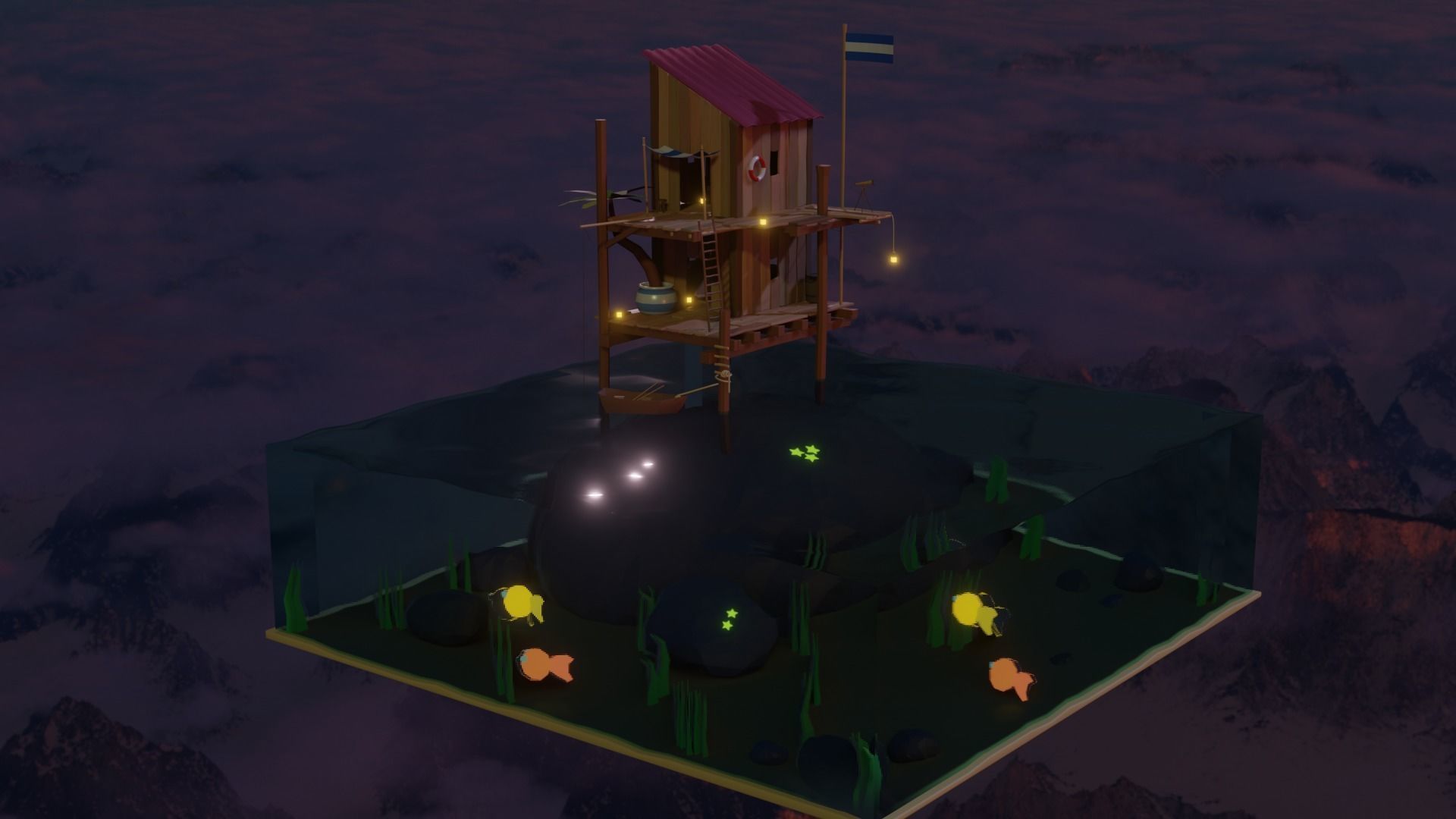 Sea Shack Scene free 3D model animated rigged | CGTrader