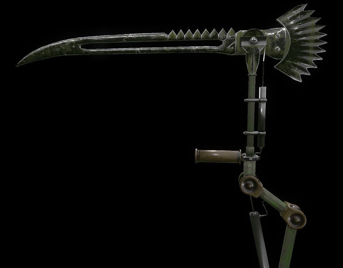 3D model Scythe steampunk low poly 4 texture options and high poly VR ...