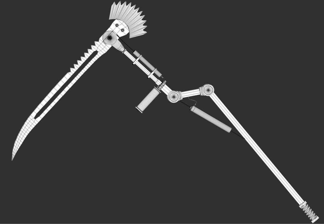 3D model Scythe steampunk low poly 4 texture options and high poly VR ...