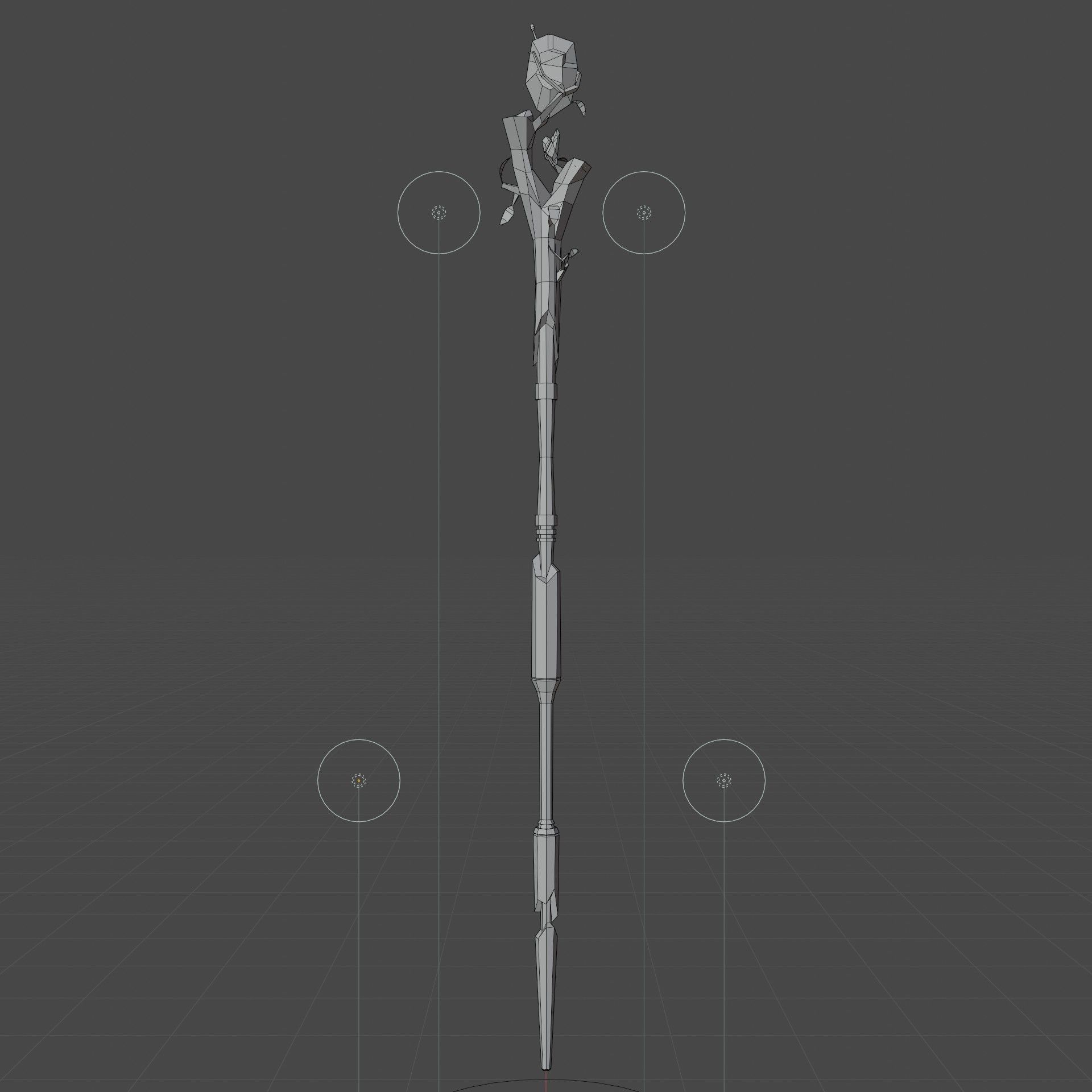 3D model Low Poly wooden magic wand with crystals games ready VR / AR ...