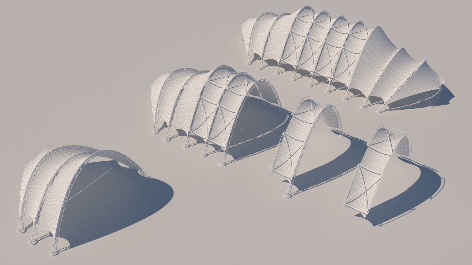 Tensile steel structure 3-parts 3D model | CGTrader