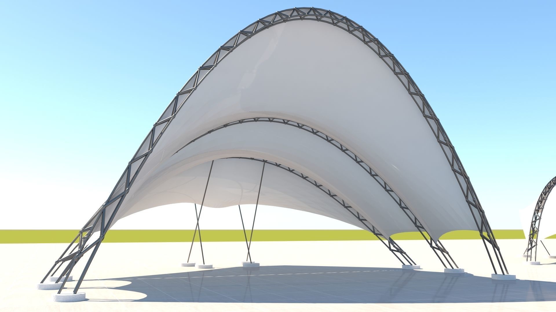 Tensile steel structure 3-parts 3D model | CGTrader