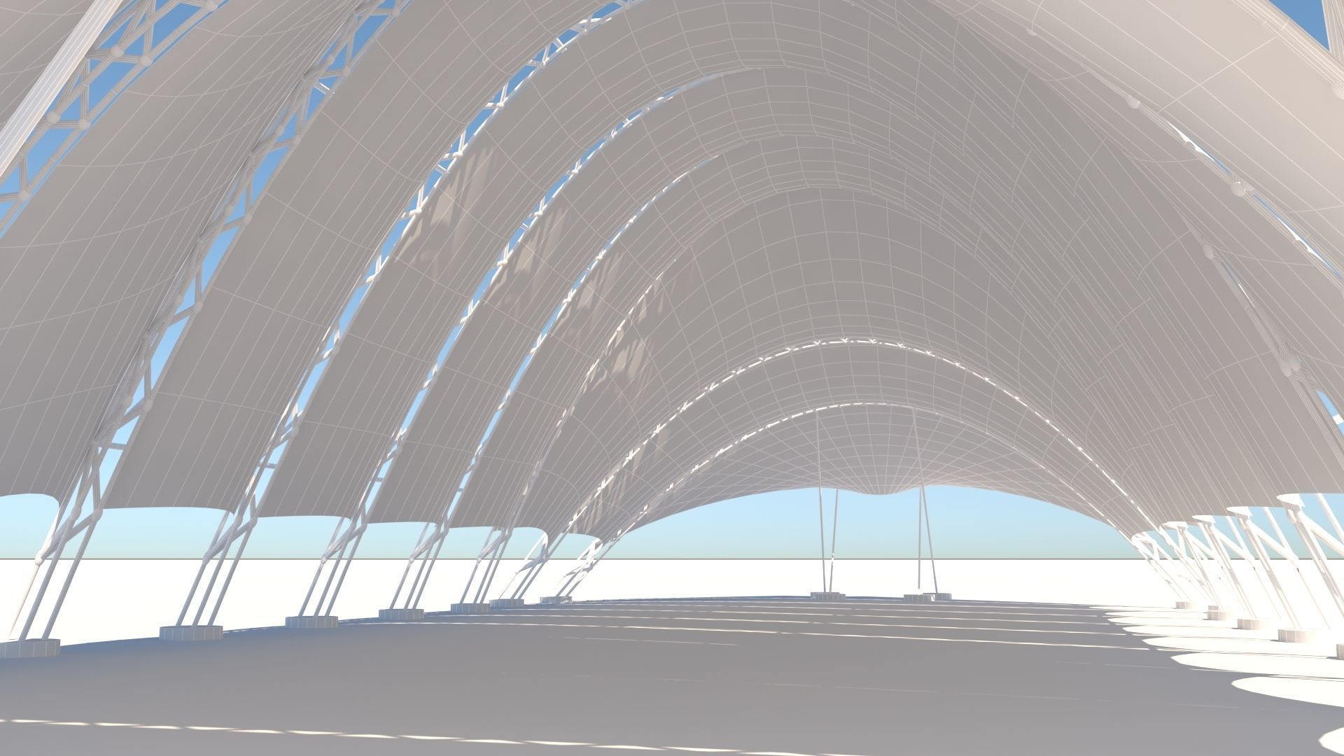 Tensile steel structure 3-parts 3D model | CGTrader