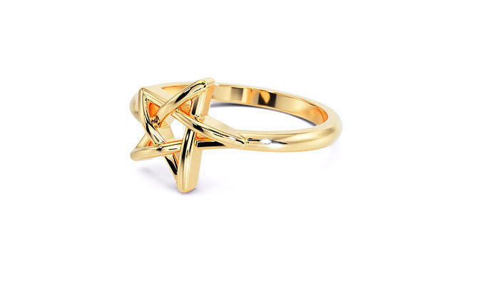 gold stars ring 3D model 3D printable | CGTrader