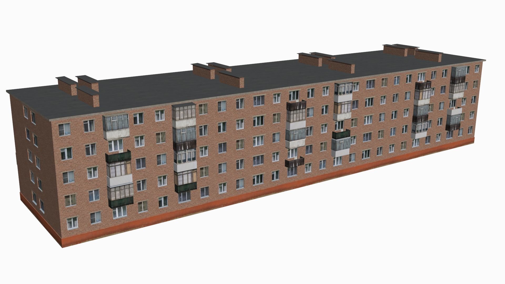 Russian Soviet brick house 2 3D model | CGTrader