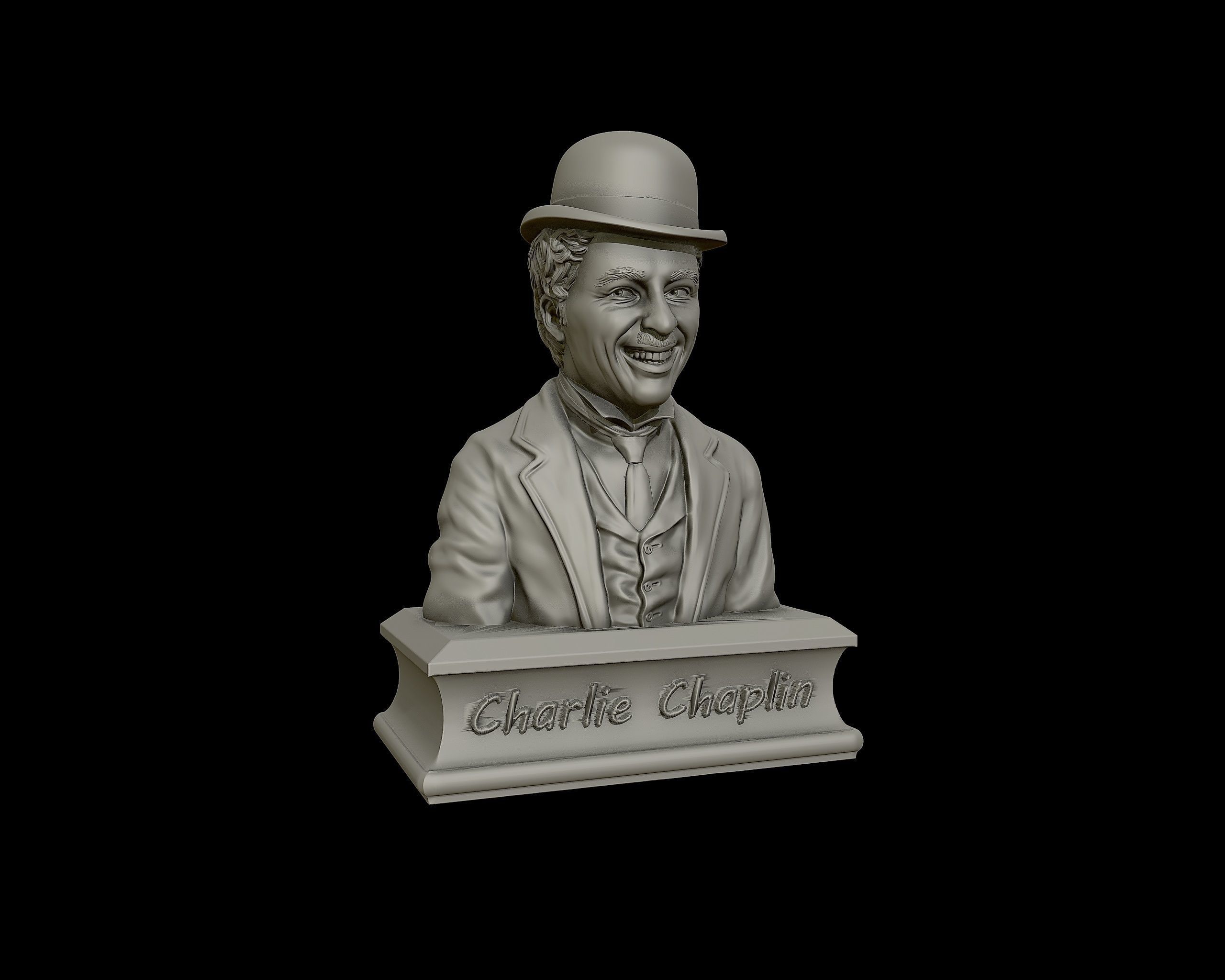 Charlie Chaplin portrait Sculpture 3D model 3D printable | CGTrader