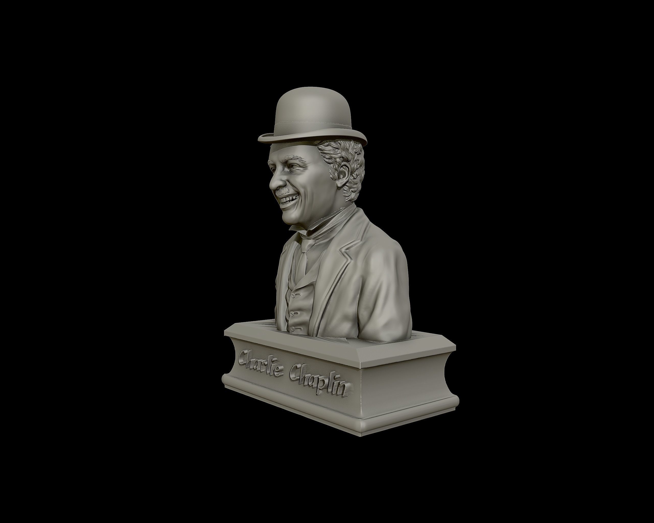 Charlie Chaplin portrait Sculpture 3D model 3D printable | CGTrader
