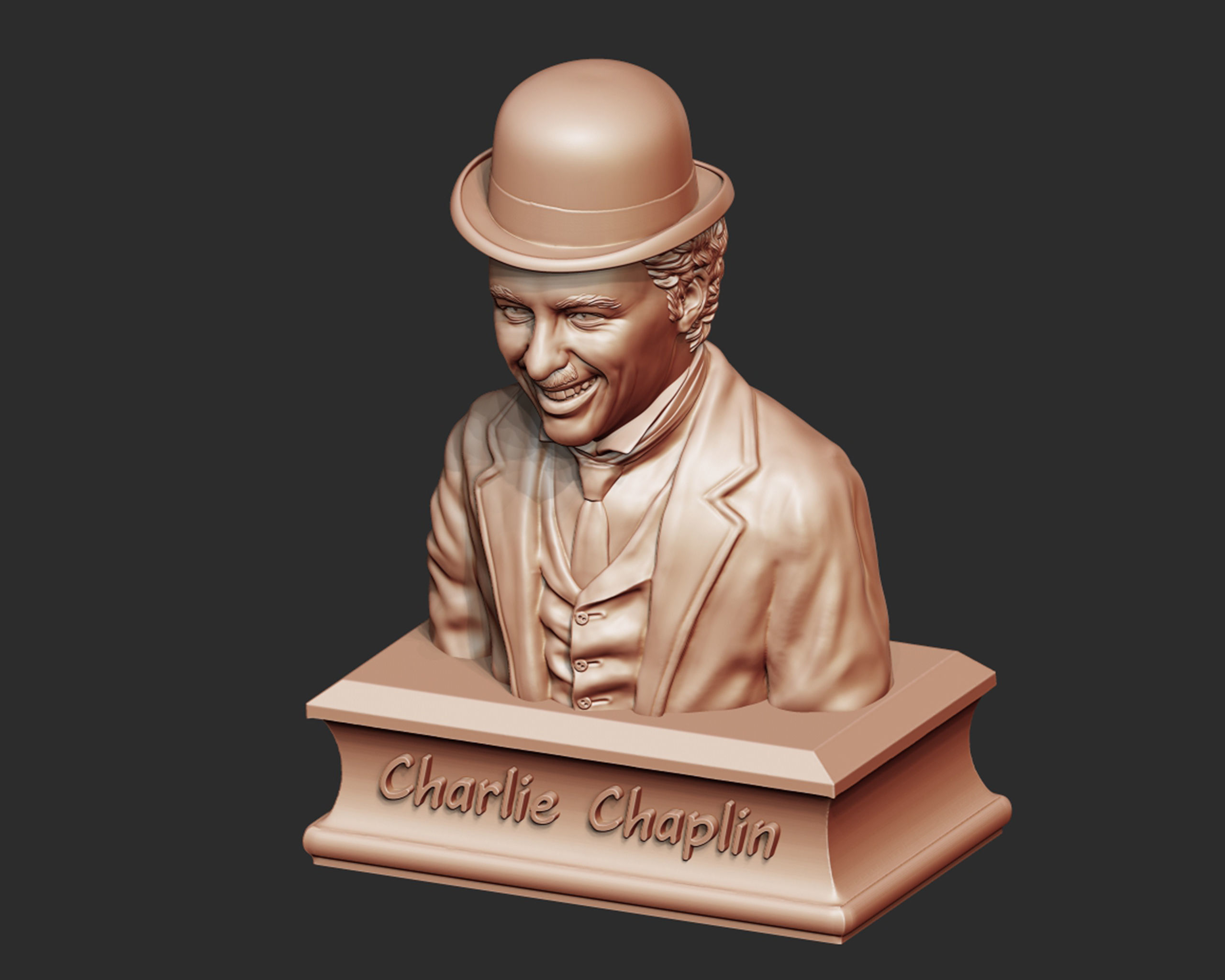 Charlie Chaplin portrait Sculpture 3D model 3D printable | CGTrader