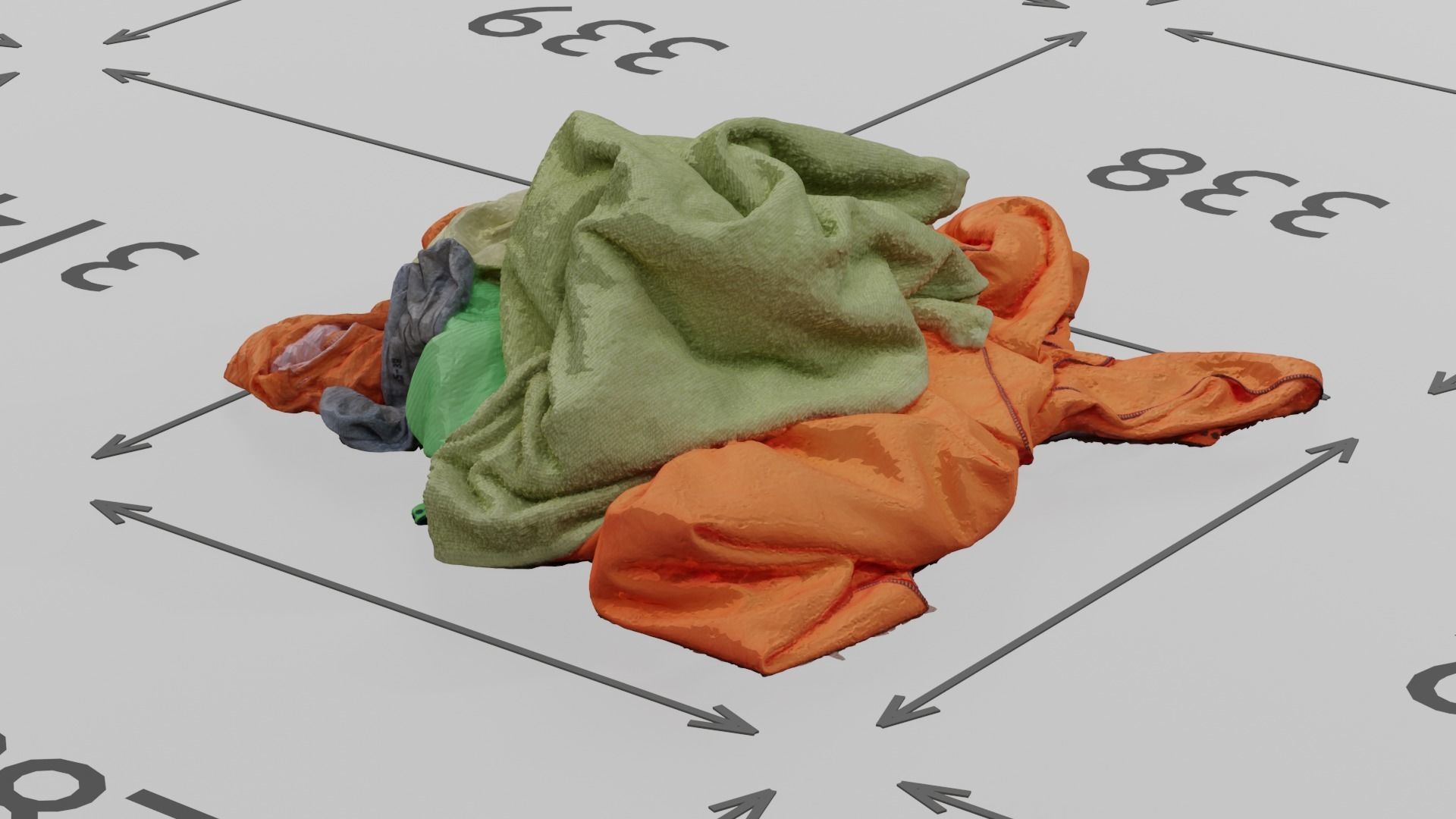 3D model Pile of Clothes on the Ground Neon Color 3D Scanned VR / AR ...