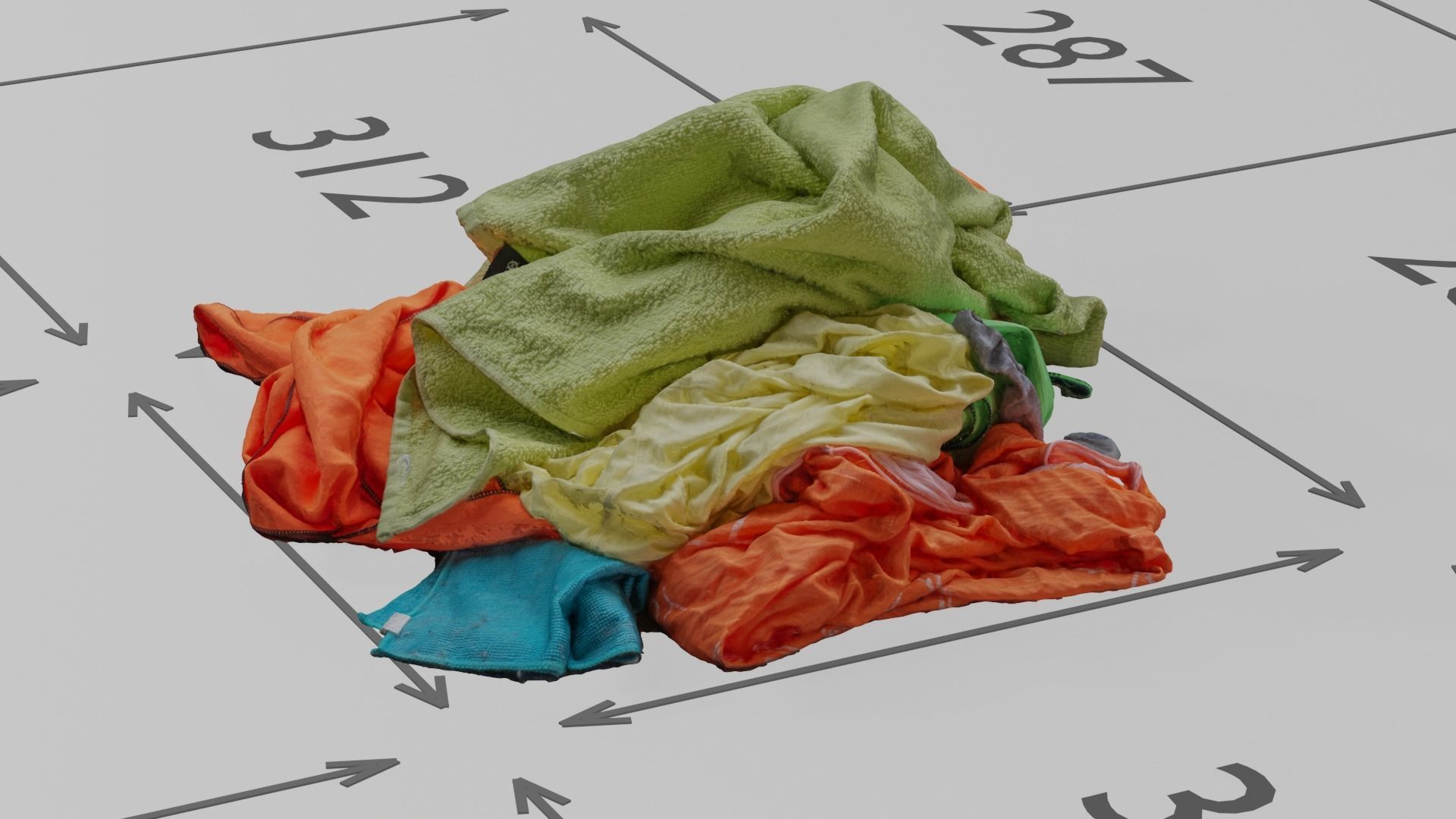 3D model Pile of Clothes on the Ground Neon Color 3D Scanned VR / AR ...