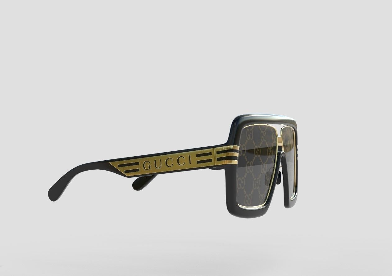 Gucci Square Sunglasses with Patterned Lenses 3D model | CGTrader