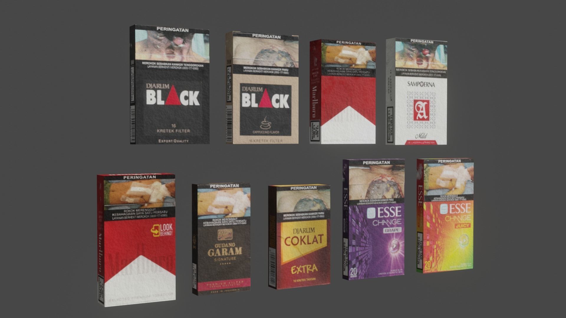 Indonesian Cigarettes Pack 1 3D model | CGTrader