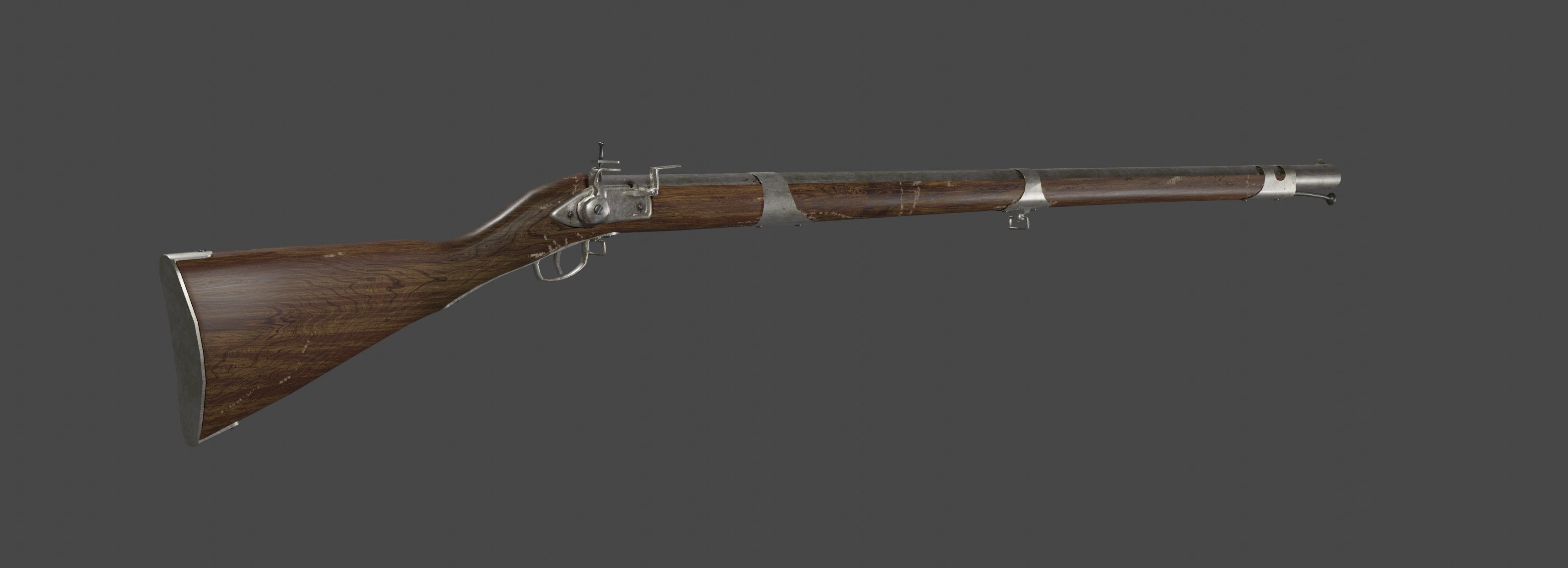 3D model lowpoly gameready musket rifle VR / AR / low-poly | CGTrader