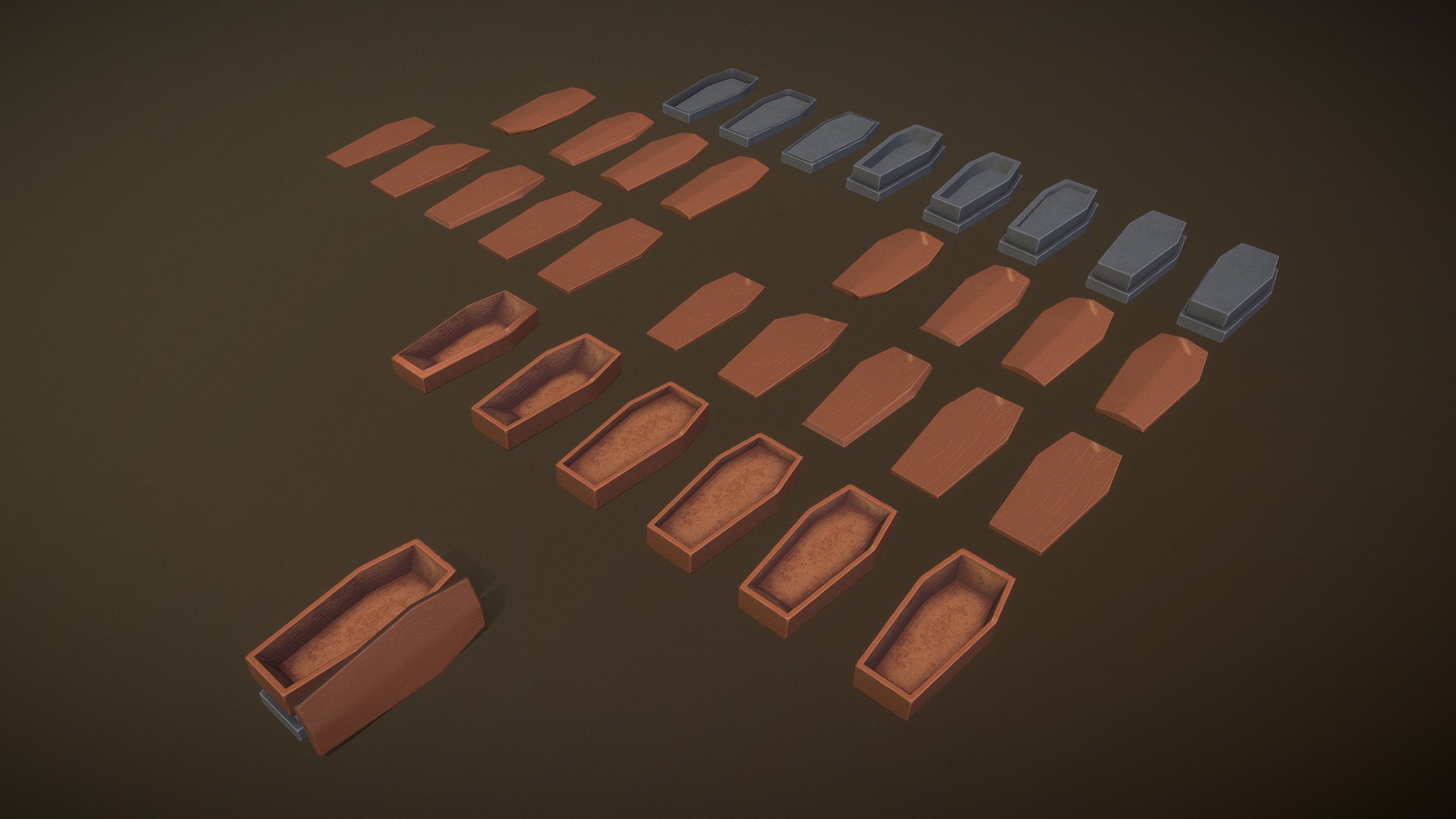 3D model Stylized PBR Sarcophagus Coffin Pack VR / AR / low-poly ...
