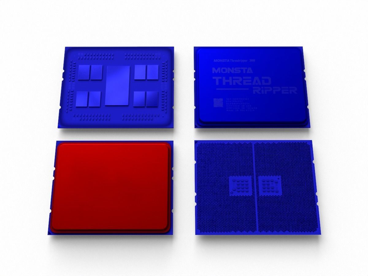 3D model 2019 AMD Ryzen Threadripper delidable cpu game asset VR / AR ...