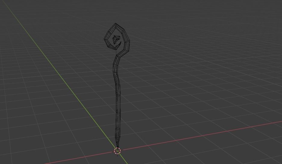 3D model Stylized Wizard Wooden Dark Staff with Crystal VR / AR / low ...