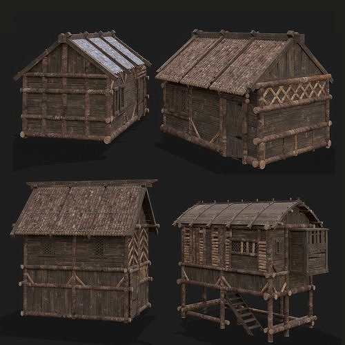 3D model Medieval Cabins Version One VR / AR / low-poly | CGTrader