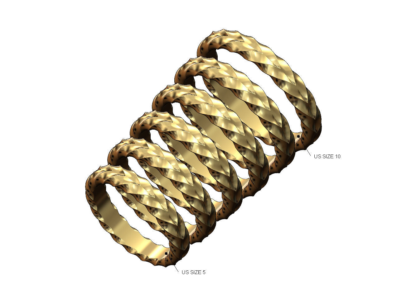 Double row twist motif band US sizes 5to10 3D model 3D printable | CGTrader