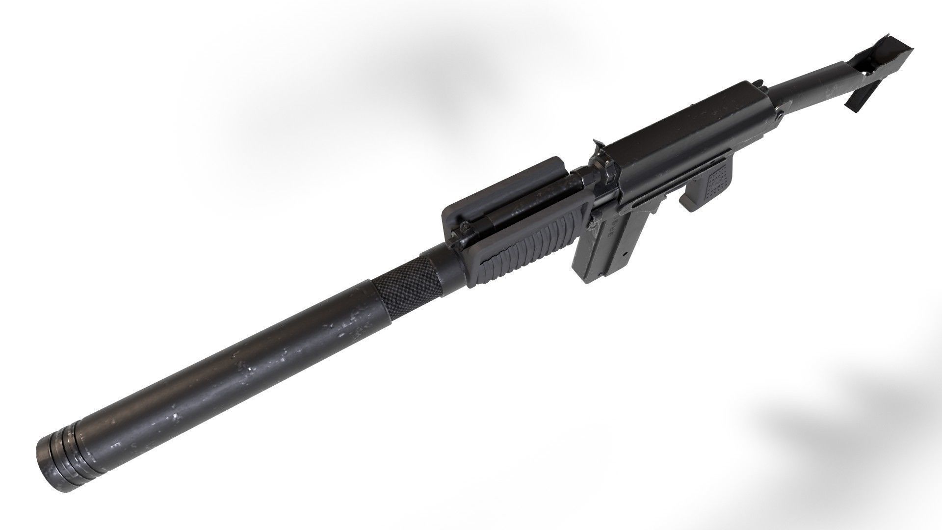 3D model Low-poly model of rifle 9A-91 with silencer VR / AR / low-poly ...