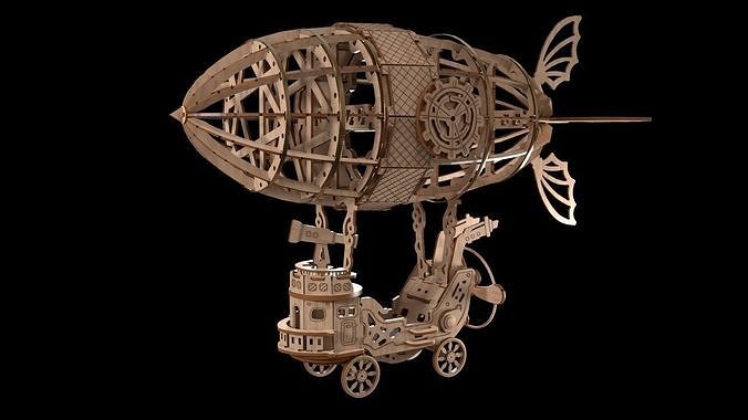 Wooden zeppelin 3D model | CGTrader